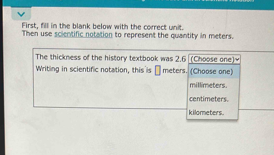 Solved: First, fill in the blank below with the correct unit. Then use ...