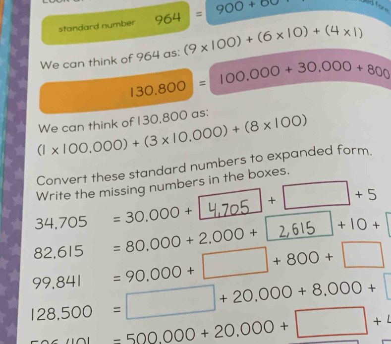 Solved: standard number 964=900+60 d form We can think of 964 as: (9* ...