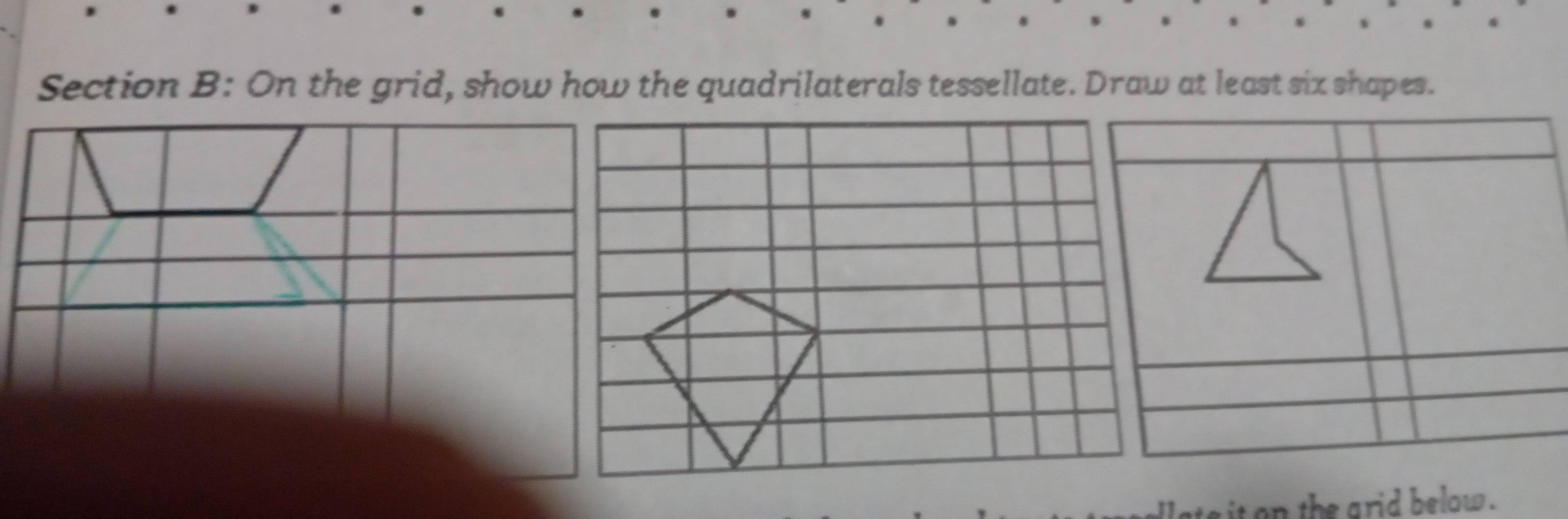 Solved: On the grid, show how the quadrilaterals tessellate. Draw at ...