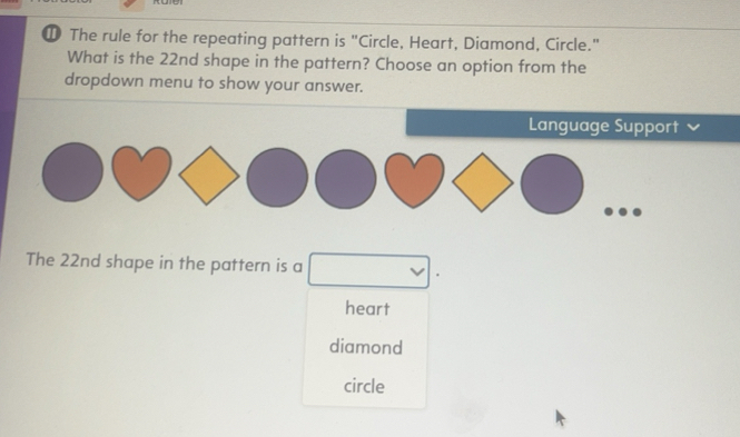 Solved: ₹ The rule for the repeating pattern is "Circle, Heart, Diamond ...
