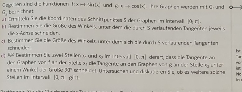 Gelöst:Gegeben sind die Funktionen f:xto sin (x) und g:xto cos (x ...