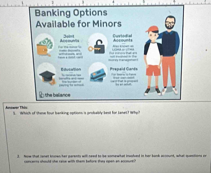 Solved: 2 4 Answer 1. Which of these four banking options is probably best for Janet? Why? 2 ...