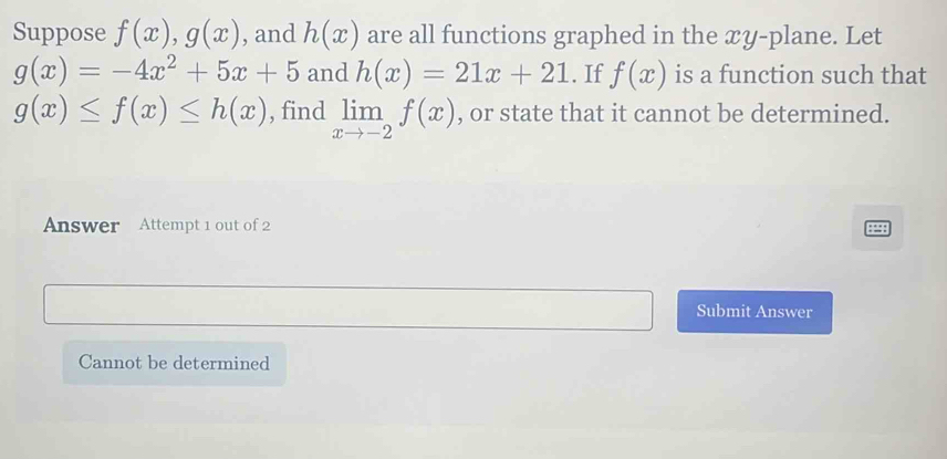 Solved: Suppose f(x), g(x) , and h(x) are all functions graphed in the ...