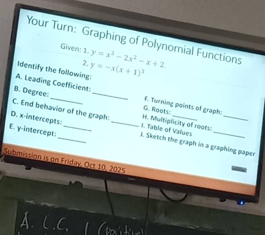 Solved: Your Turn: Graphing of Polynomial Functions Given: 1. y=x^3-2x ...