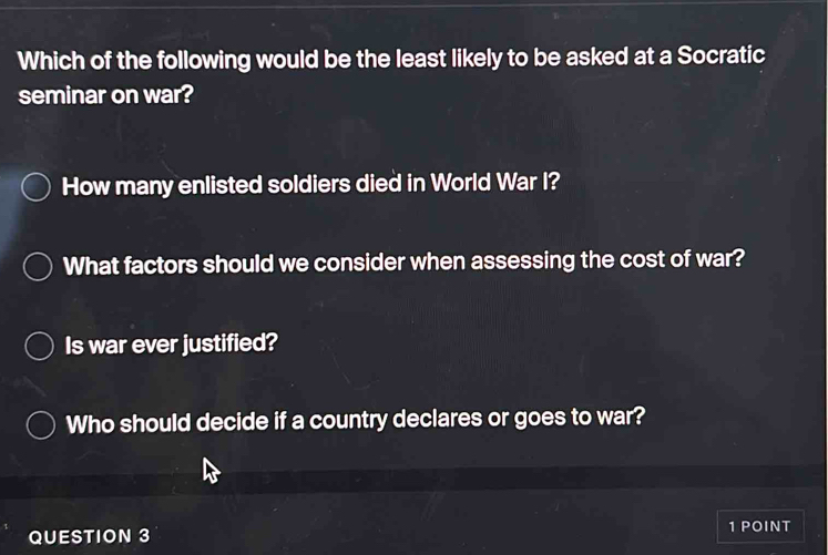 Solved: Which of the following would be the least likely to be asked at ...