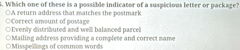 Solved: Which one of these is a possible indicator of a suspicious ...