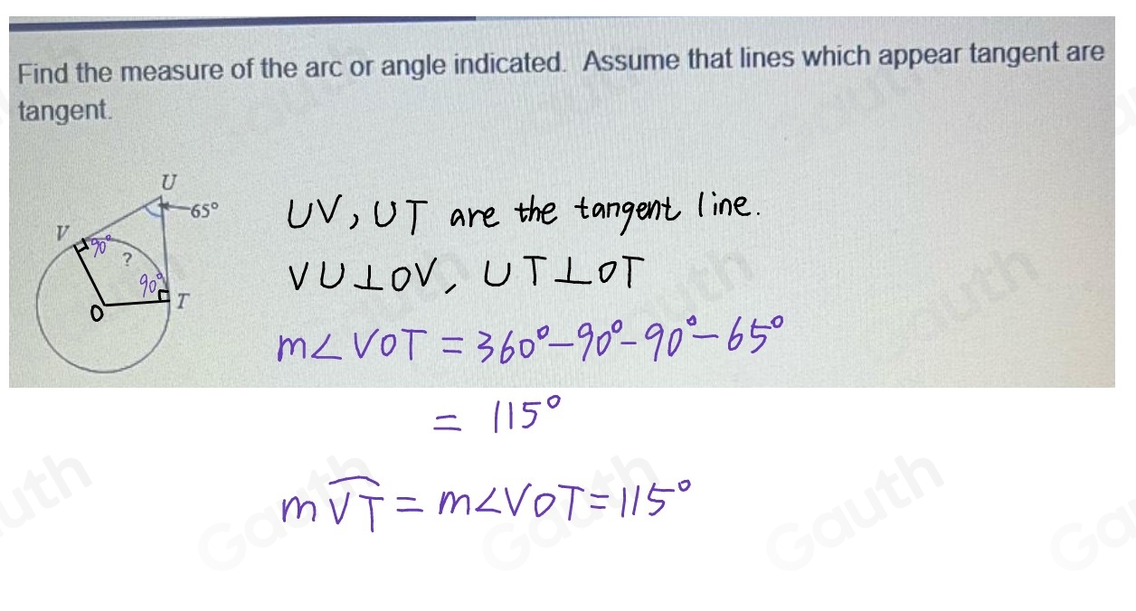 Solved: Find the measure of the arc or angle indicated. Assume that ...