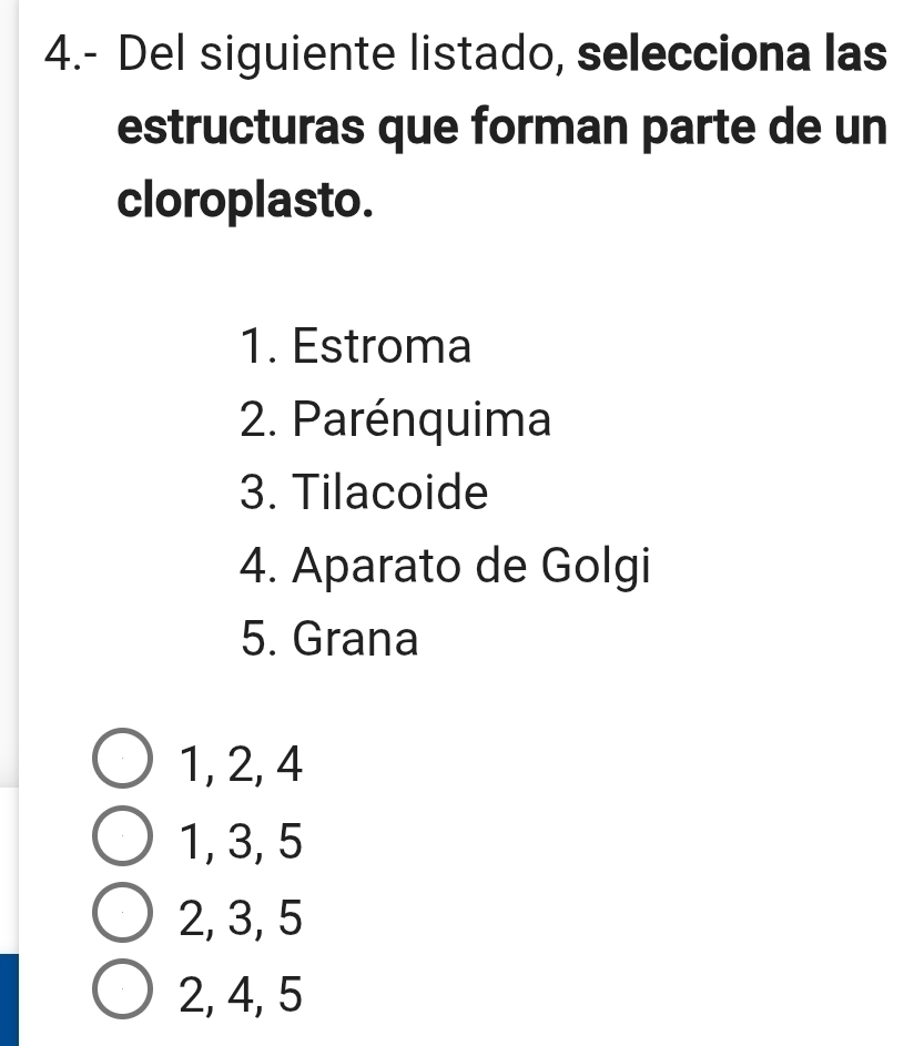 Resuelto:4.- Del siguiente listado, selecciona las estructuras que ...