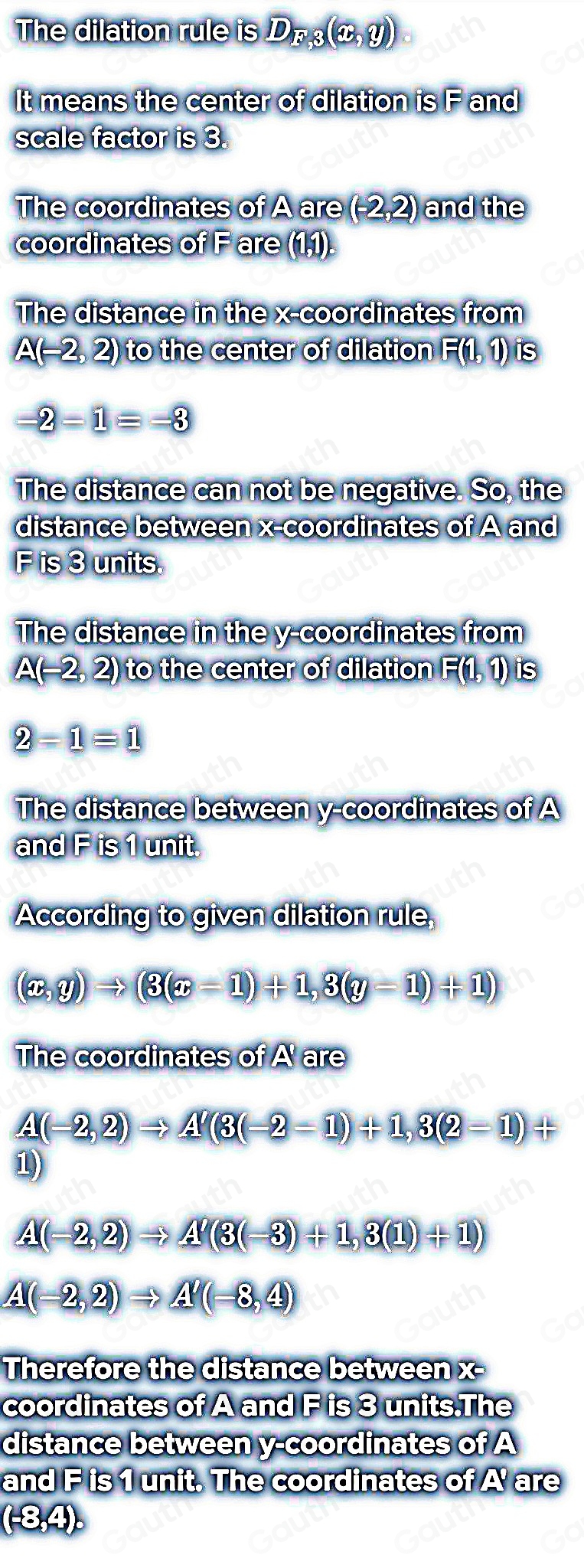 Solved: The dilation rule D_F,3(x,y) is applied to ABC , where the ...