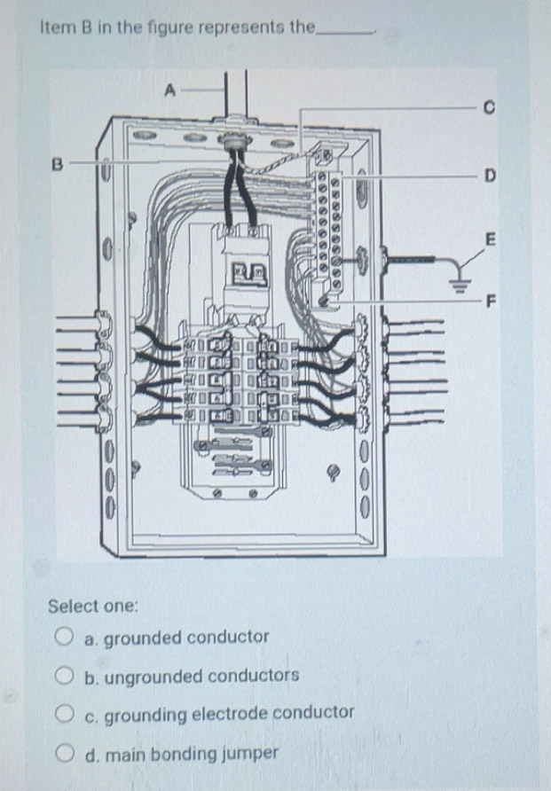 Solved: ltem B in the figure represents the_ Select one: a. grounded ...