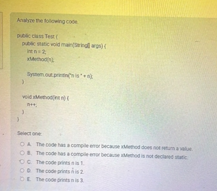 Solved: Analyze the following code, public class Test public static ...