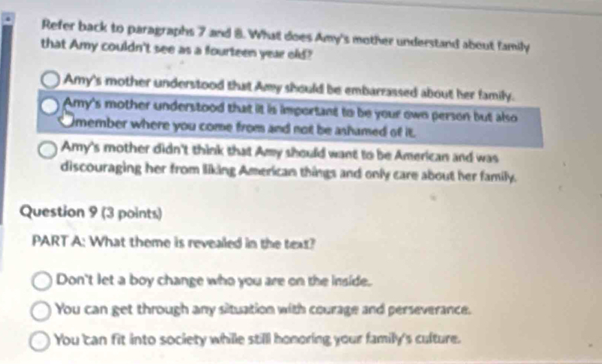 Solved: Refer back to paragraphs 7 and 8. What does Amy's mother ...