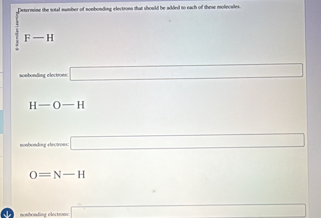 Solved: Determine the total number of nonbonding electrons that should ...