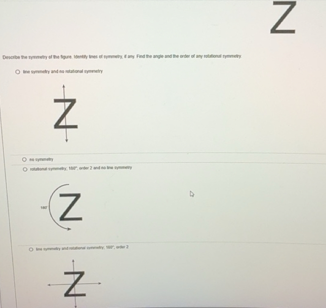 Solved: Describe the symmetry of the figure. Identify tines of symmetry ...