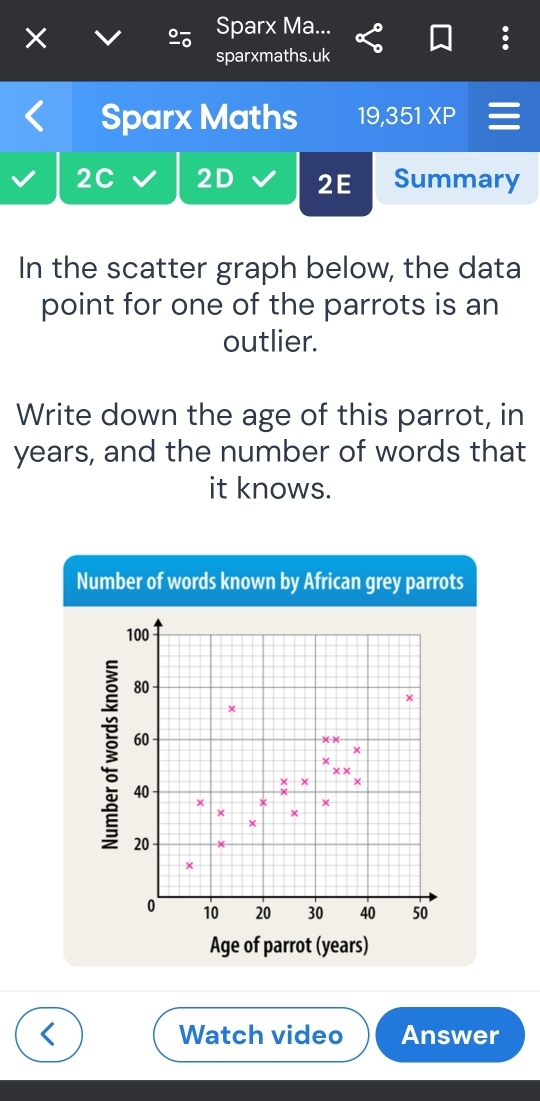 Solved: Sparx Ma... sparxmaths.uk Sparx Maths 19,351 XP 2C 2D 2E ...