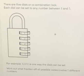 Solved: There are five dials on a combination lock. Each dial can be ...