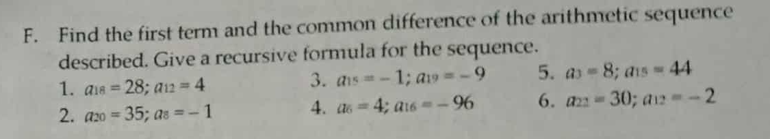 Solved: Find the first term and the common difference of the arithmetic ...
