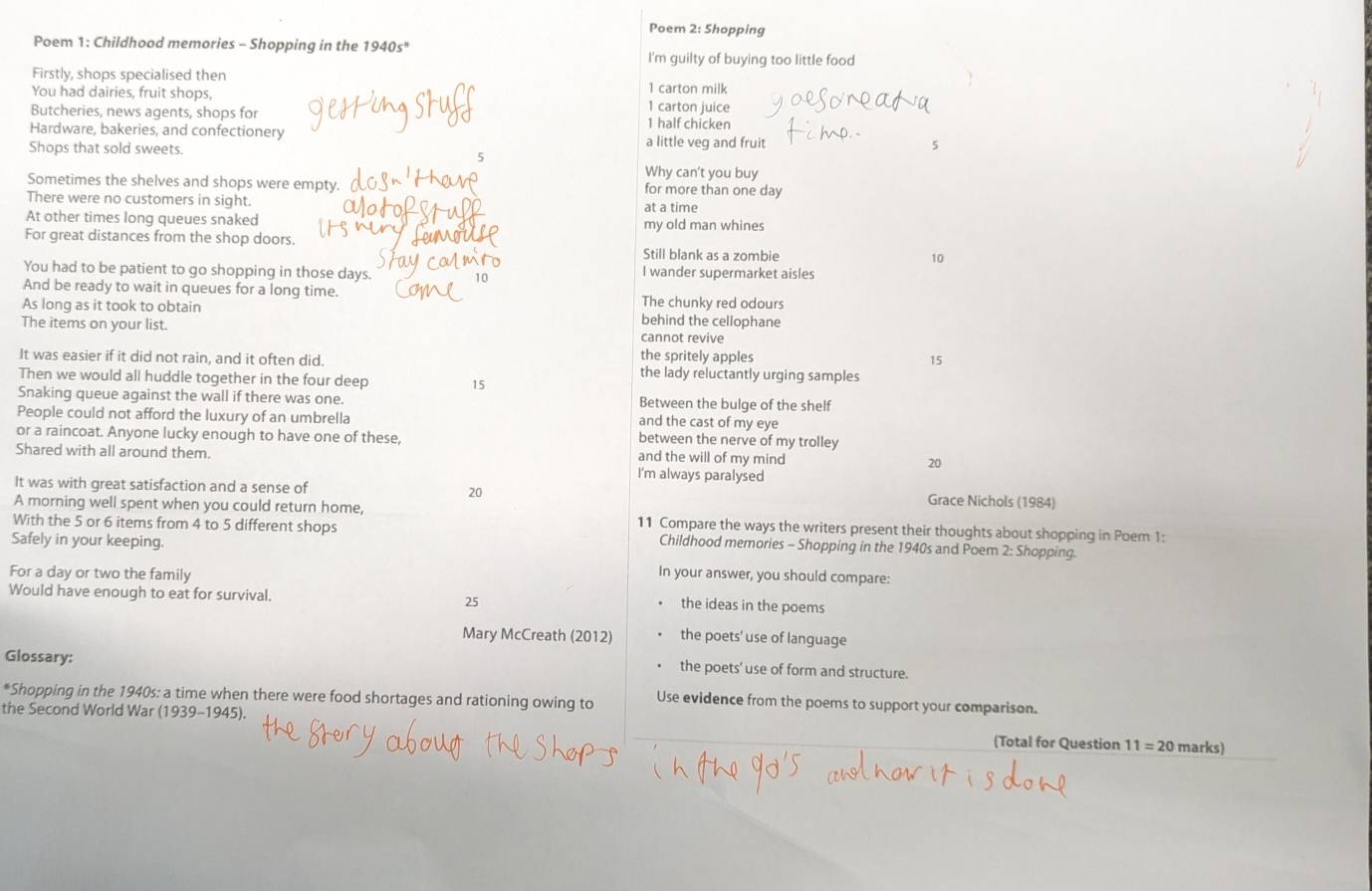 Solved: Poem 2: Shopping Poem 1: Childhood memories - Shopping in the ...