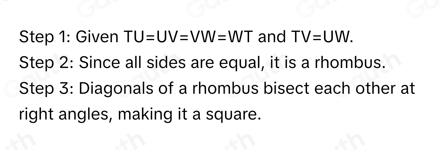 Solved: Choose ALL answers that describe the quadrilateral TUVW if TU ...
