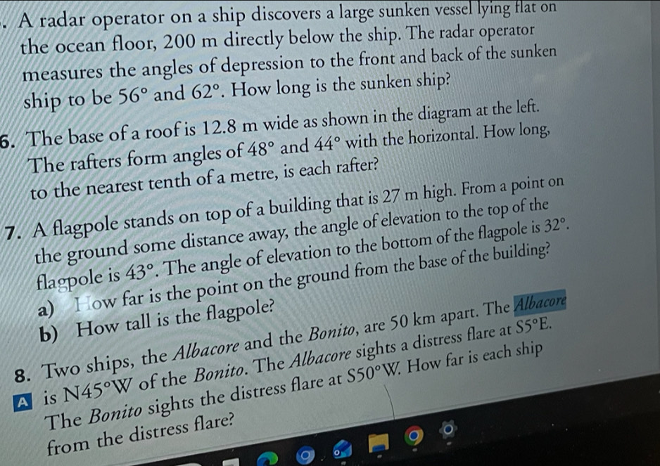 Solved: A radar operator on a ship discovers a large sunken vessel ...