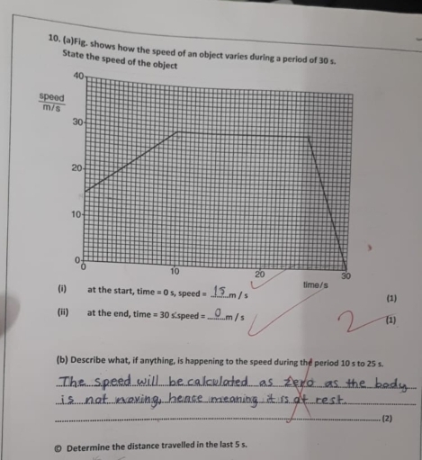 Solved: Fig. shows how the speed of an object varies during a period of 30 s. State the speed of ...