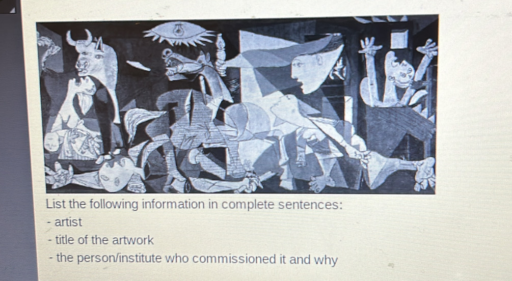 Solved: artist - title of the artwork - the person/institute who ...