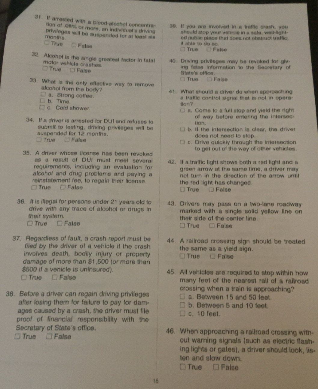 Solved: If arrested with a blood-alcohol concentra- 39. If you are ...