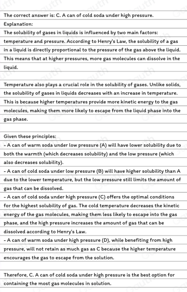 Solved: Which solution of gas dissolved in water can contain the most ...