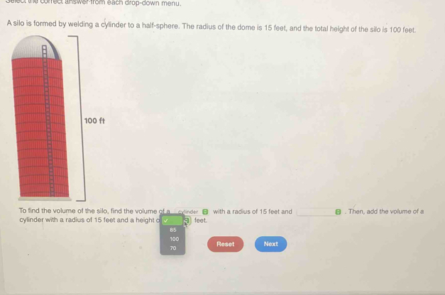 Solved: Select the correct answer-from each drop-down menu. A silo is ...
