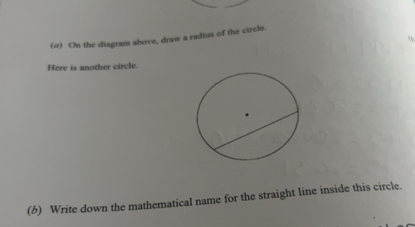 Résolu :(@) On the diagram above, draw a radius of the circle. — Here ...