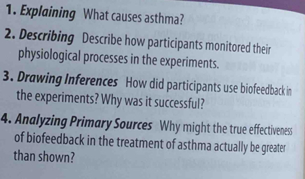 Solved: Explaining What causes asthma? 2. Describing Describe how ...