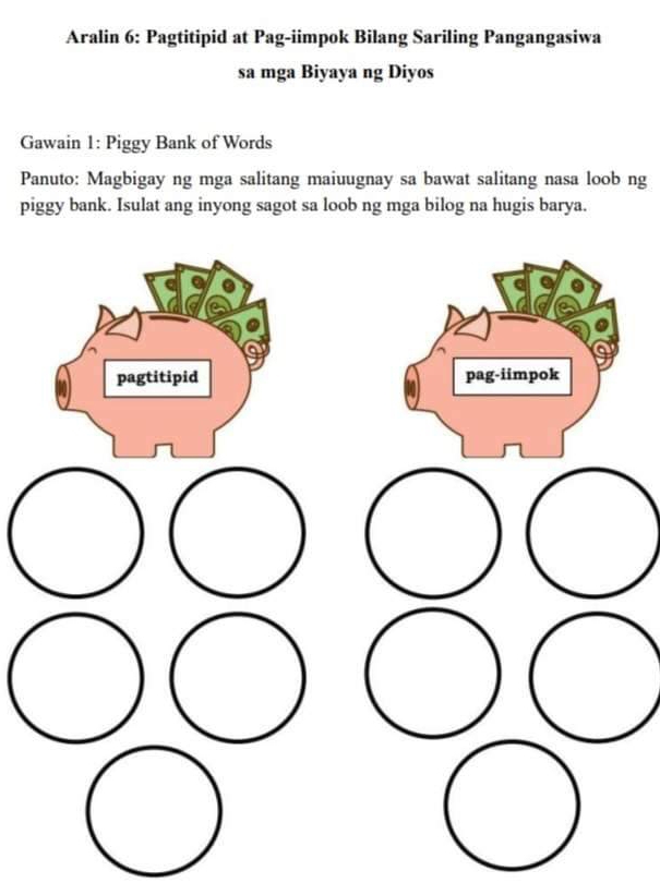 Solved: Aralin 6: Pagtitipid at Pag-iimpok Bilang Sariling Pangangasiwa ...