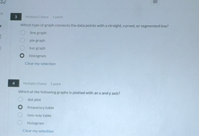Solved: Multiple Chaice 1 point Which type of graph connects the data ...