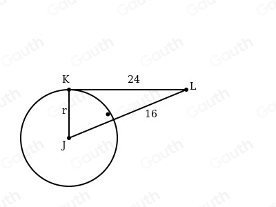 Solved: Line segment KL is tangent to circle J at point K. What is the ...