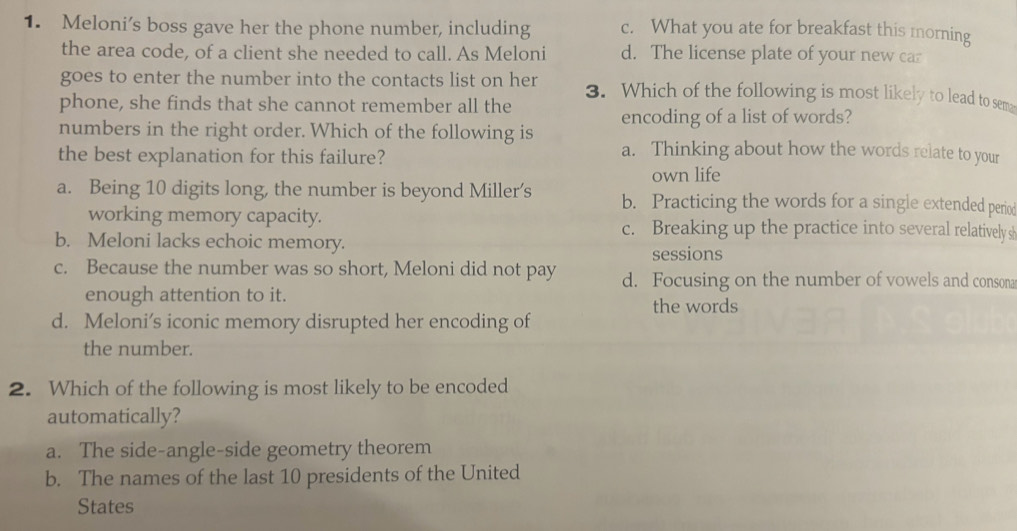 Solved: Meloni’s boss gave her the phone number, including c. What you ...