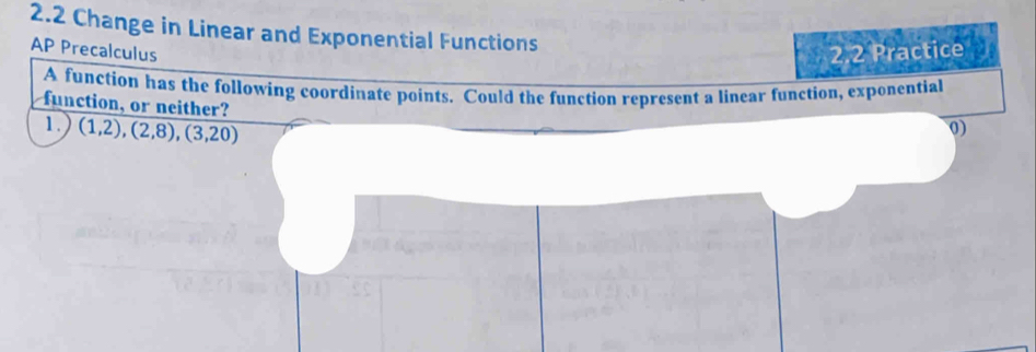 Solved: 2.2 Change in Linear and Exponential Functions AP Precalculus 2 ...
