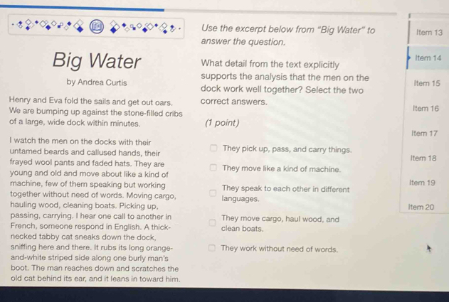 Solved: Use the excerpt below from “Big Water” to 13 answer the ...