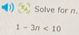 Solved: a Solve for n. 1-3n