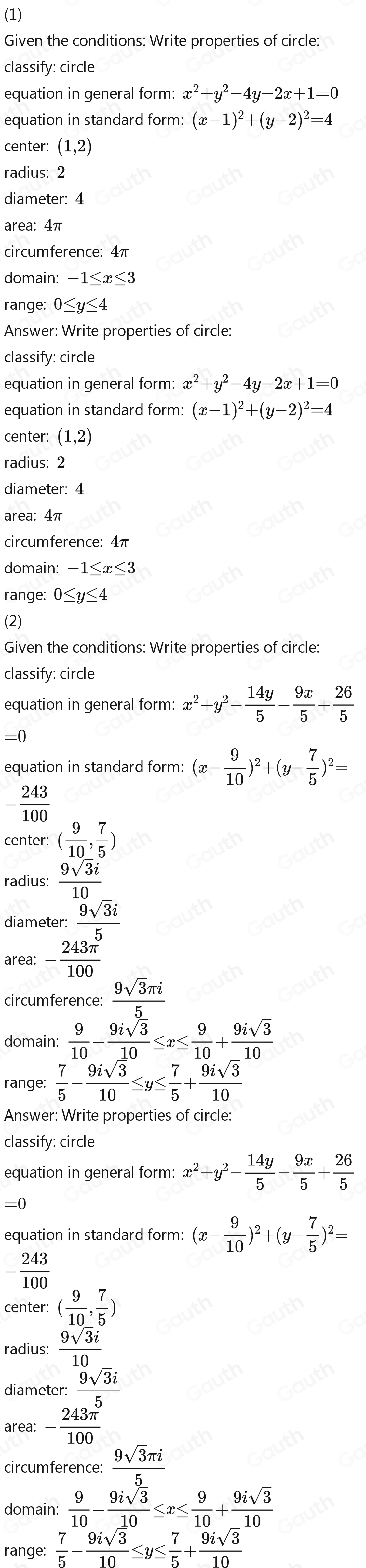 Solved: Determine the type of conic section that each general equation ...