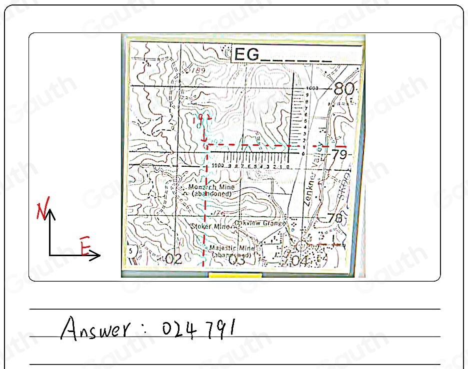 Solved: Red What are the six-digit grid coordinates for spot elevation ...