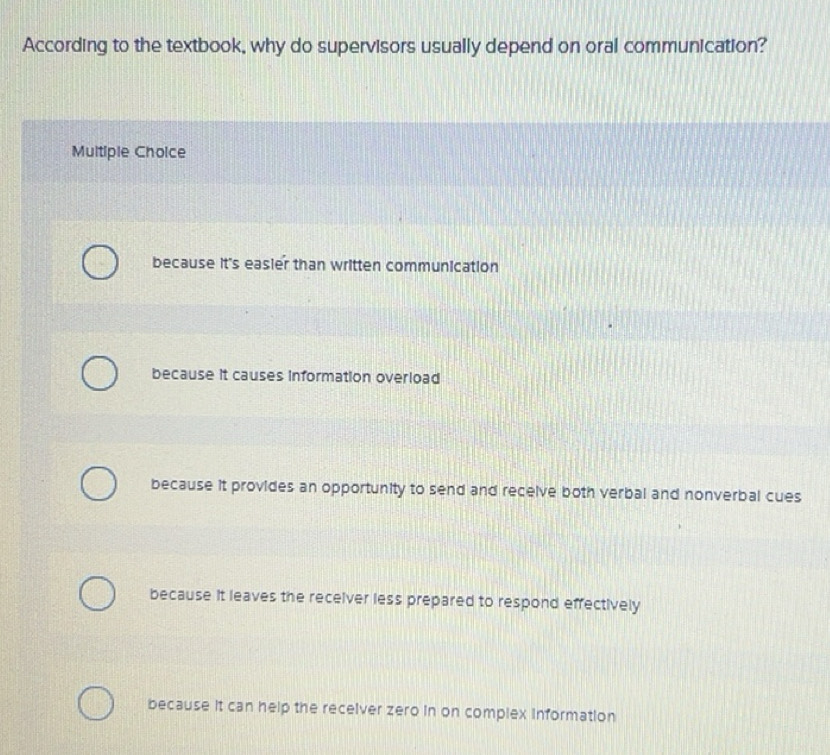 Solved: According to the textbook, why do supervisors usually depend on ...