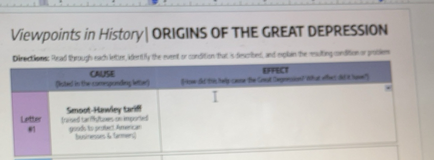 Gelöst:Viewpoints in History| ORIGINS OF THE GREAT DEPRESSION the event ...