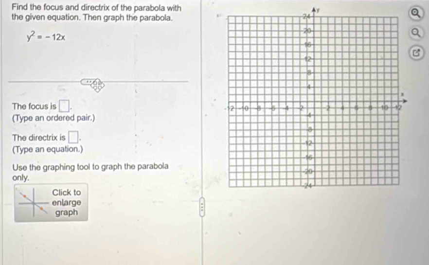Solved: Find the focus and directrix of the parabola with y the given ...