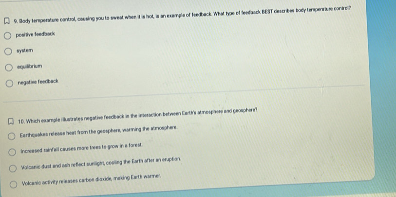 Solved: Body temperature control, causing you to sweat when it is hot ...
