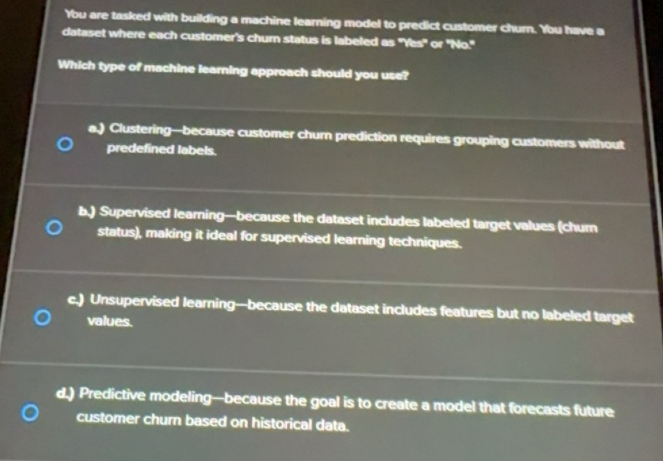 Solved: You are tasked with building a machine learning model to ...