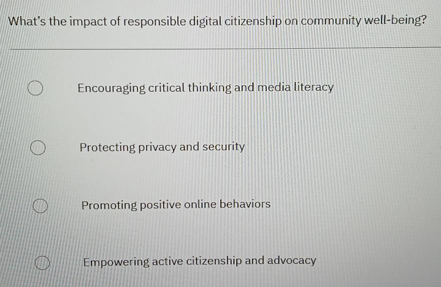 Solved: What’s the impact of responsible digital citizenship on ...