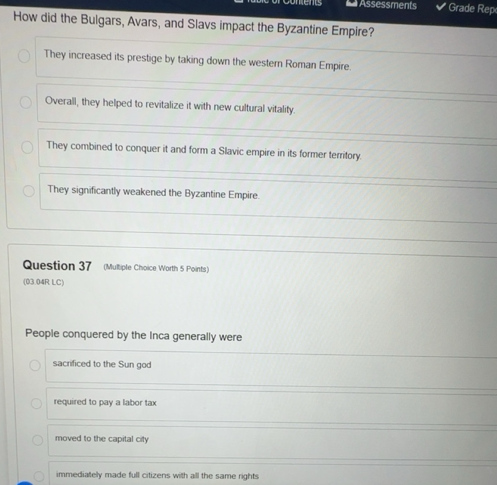 Solved: ems Assessments Grade Rep How did the Bulgars, Avars, and Slavs ...