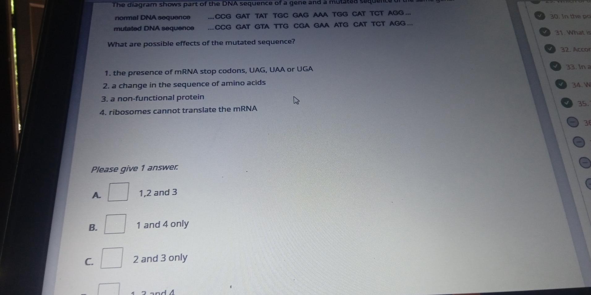 Solved: The diagram shows part of the DNA sequence of a gene and a ...