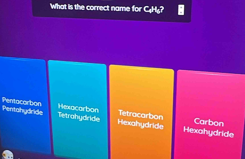 Solved: What is the correct name for C4H6? Pentacarbon Hexacarbon ...