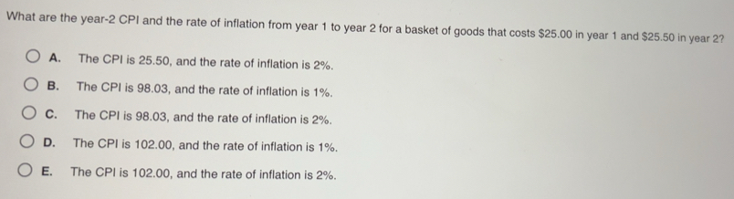 Resuelto:What are the year-2 CPI and the rate of inflation from year 1 ...